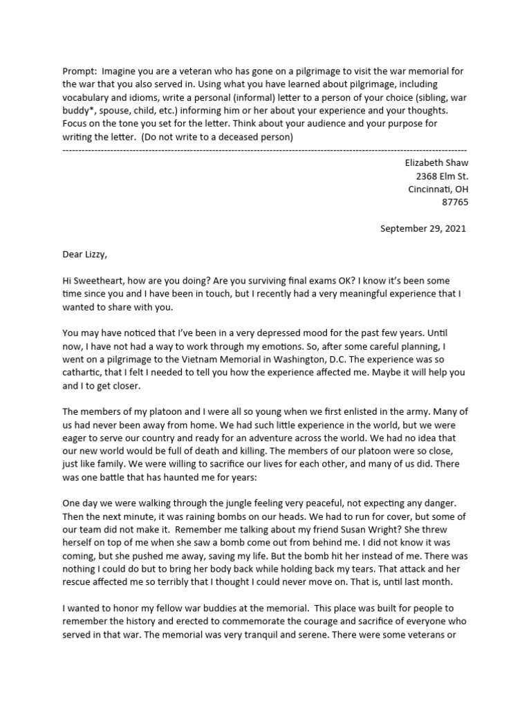 Exemplar Personal Letter | PDF | Experience