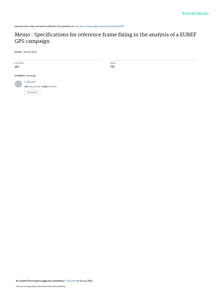 EUREF GPS Reference Frame Guide | PDF | Geodesy