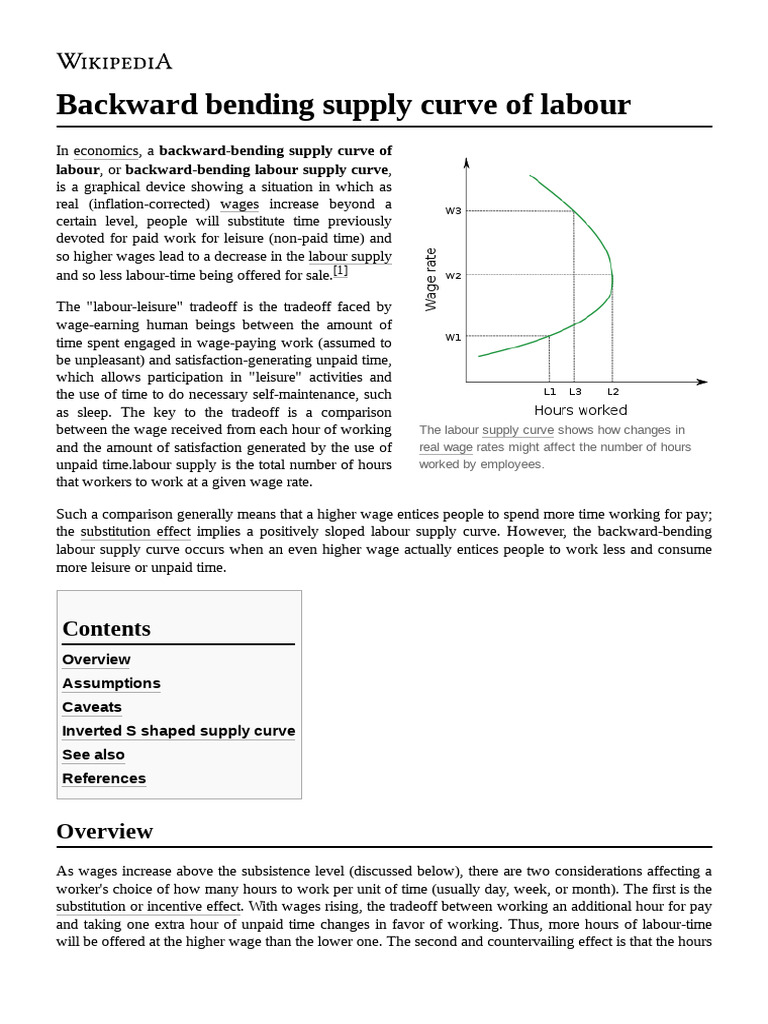 Backward Bending Supply Curve of Labour | PDF | Labor | Economics