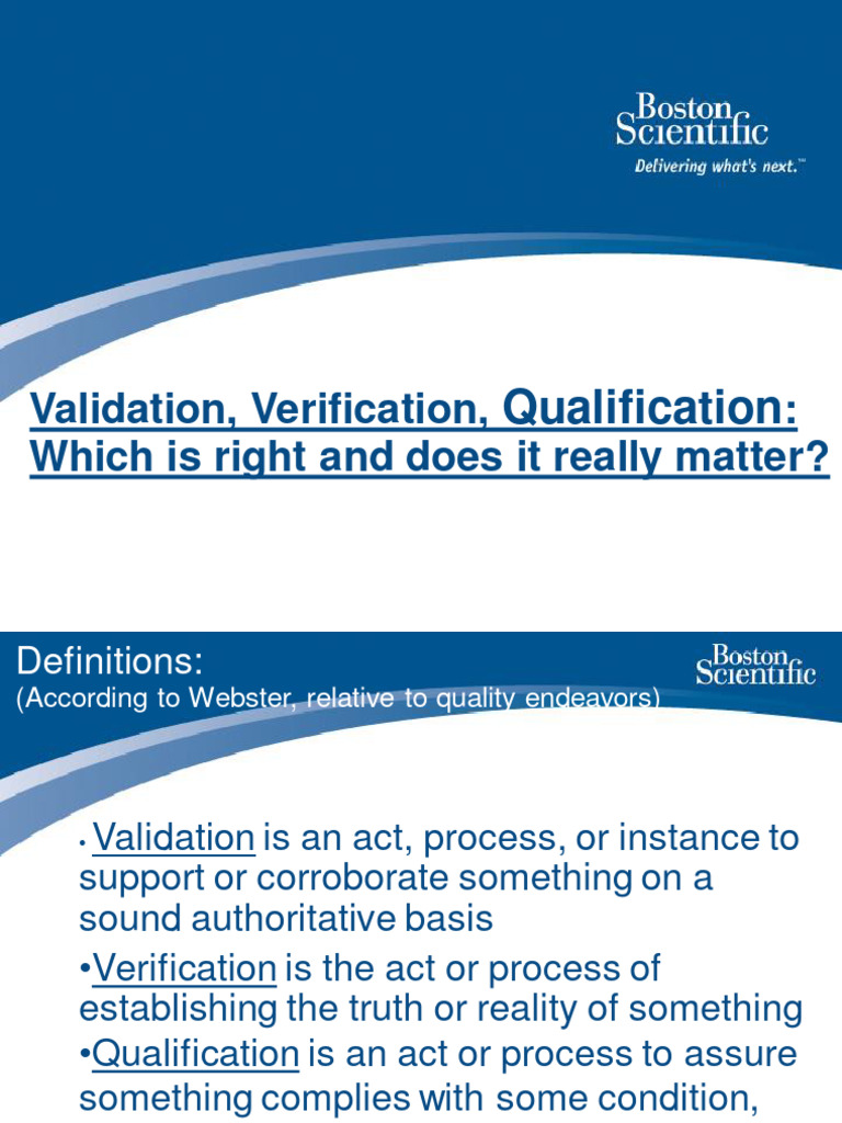 Validation vs. Verification vs. Qualification | PDF | Verification And ...