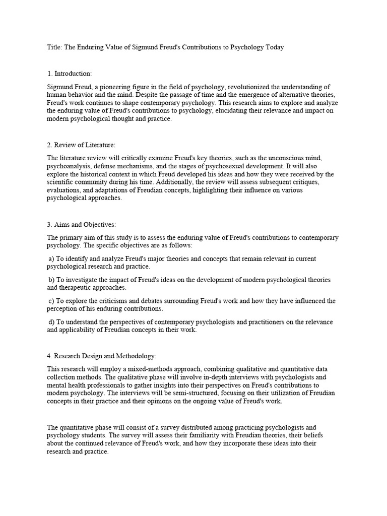 Research Proposal. | PDF | Psychology | Sigmund Freud