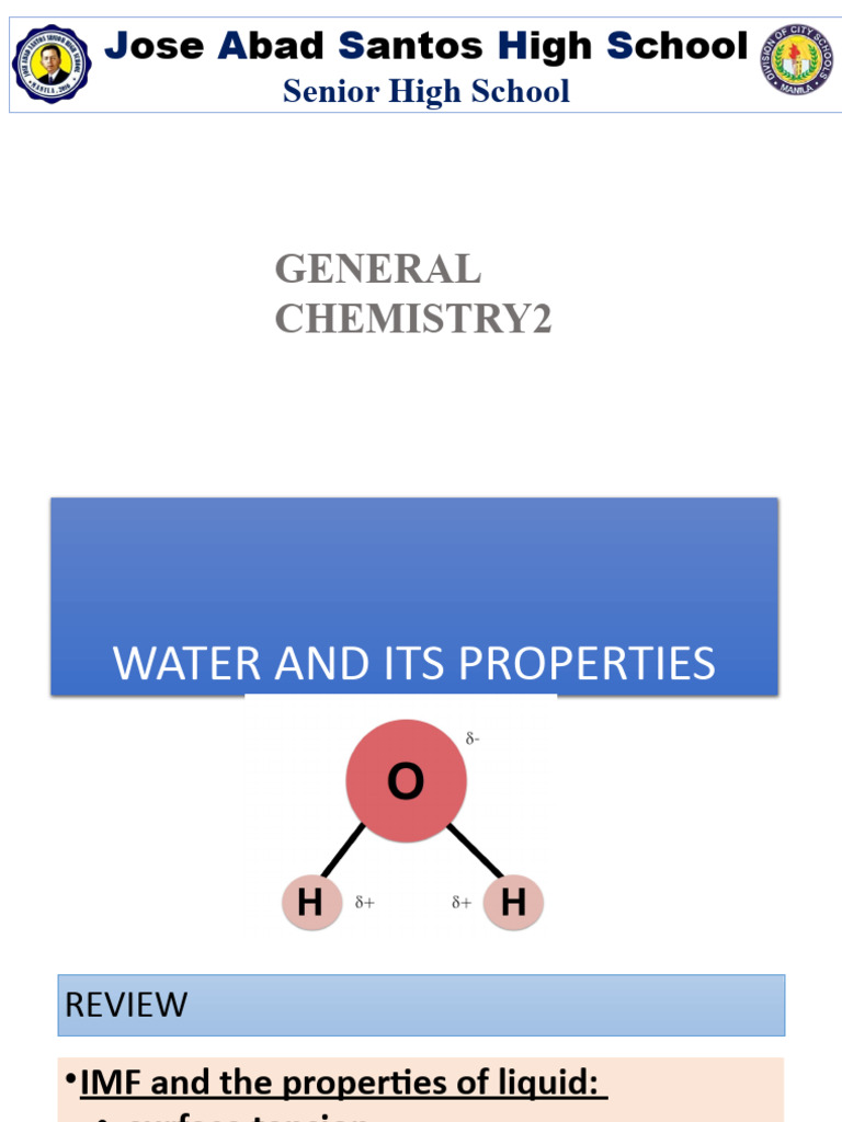 Lesson 4 - WATER AND ITS PROPERTIES | PDF | Water | Properties Of Water