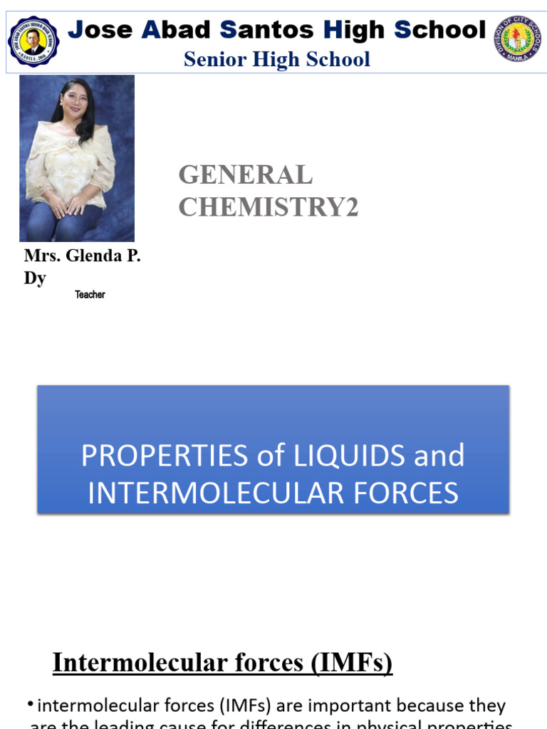 Lesson3 - PROPERTIES of LIQUIDS and INTERMOLECULAR FORCES | PDF ...