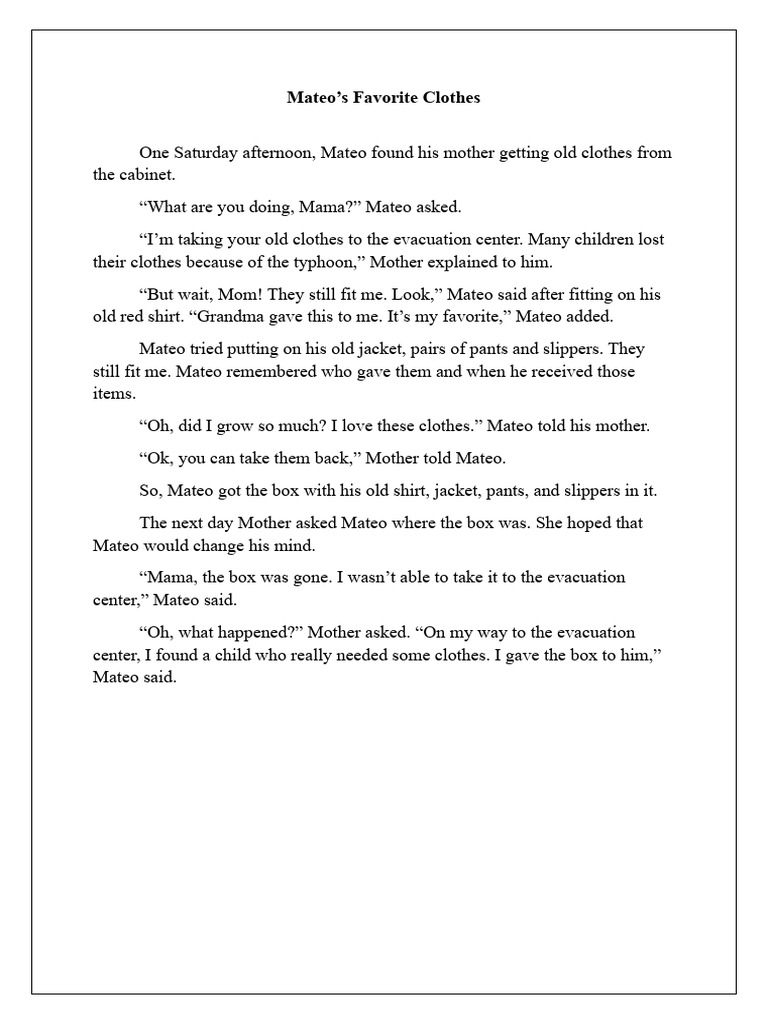 Mateo's Generous Clothing Donation | PDF