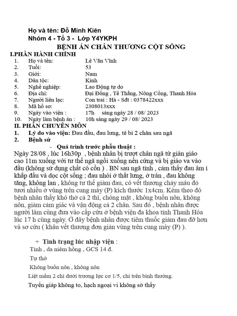 Bệnh Án Ctcs | PDF