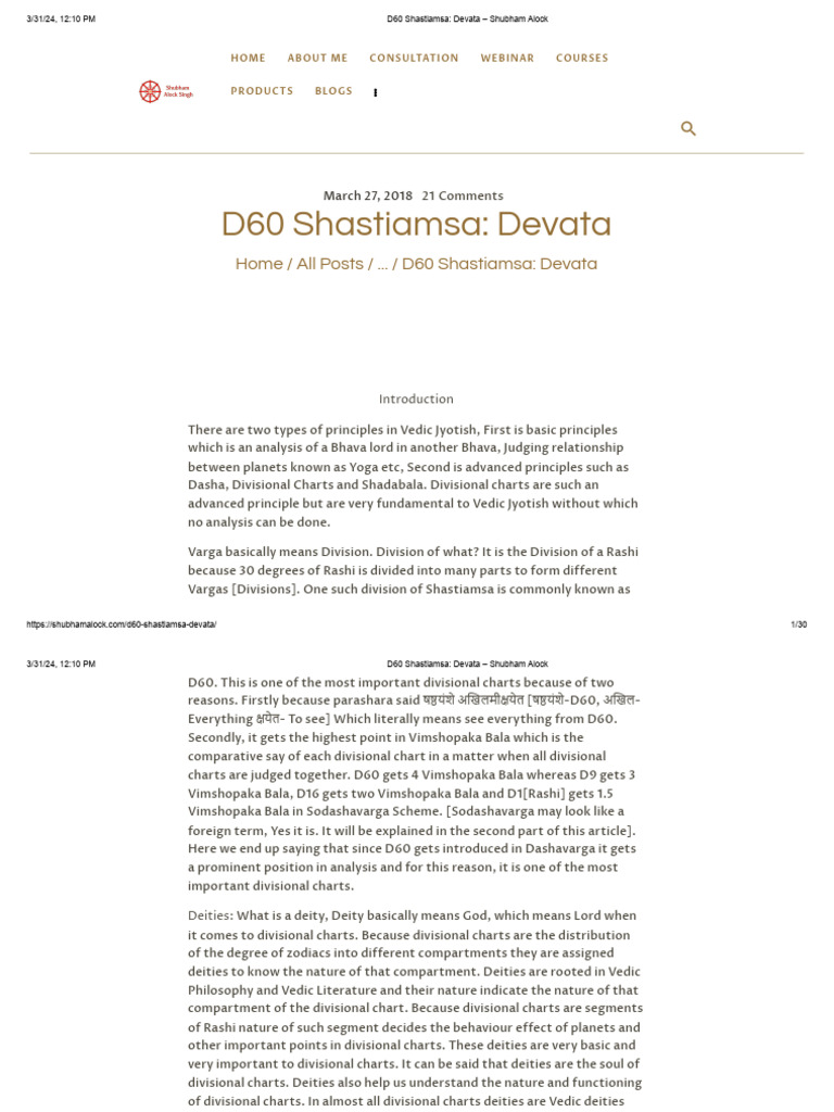 D60 Shastiamsa Deities Overview | PDF | Hindu Astrology