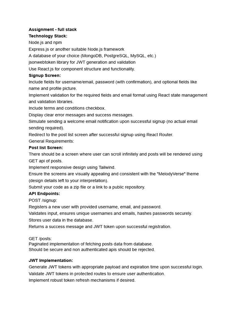 Assignment Full Stack | PDF | Password | Databases