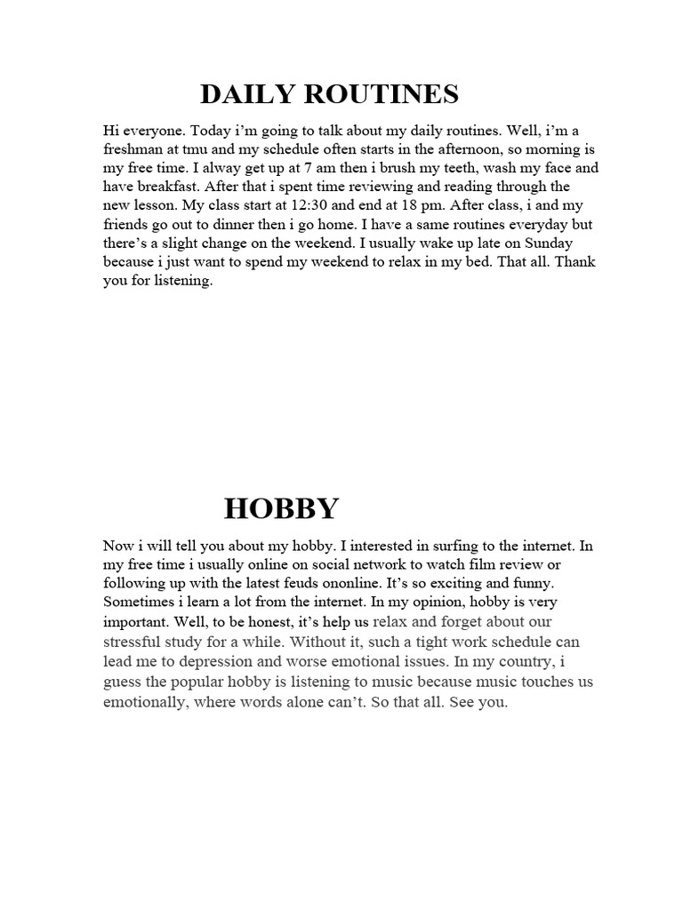 Daily Routines | PDF