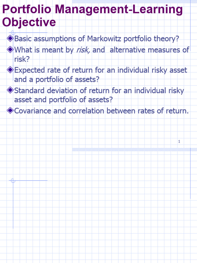 Portfolio Theory Pdf Modern Portfolio Theory Financial Risk