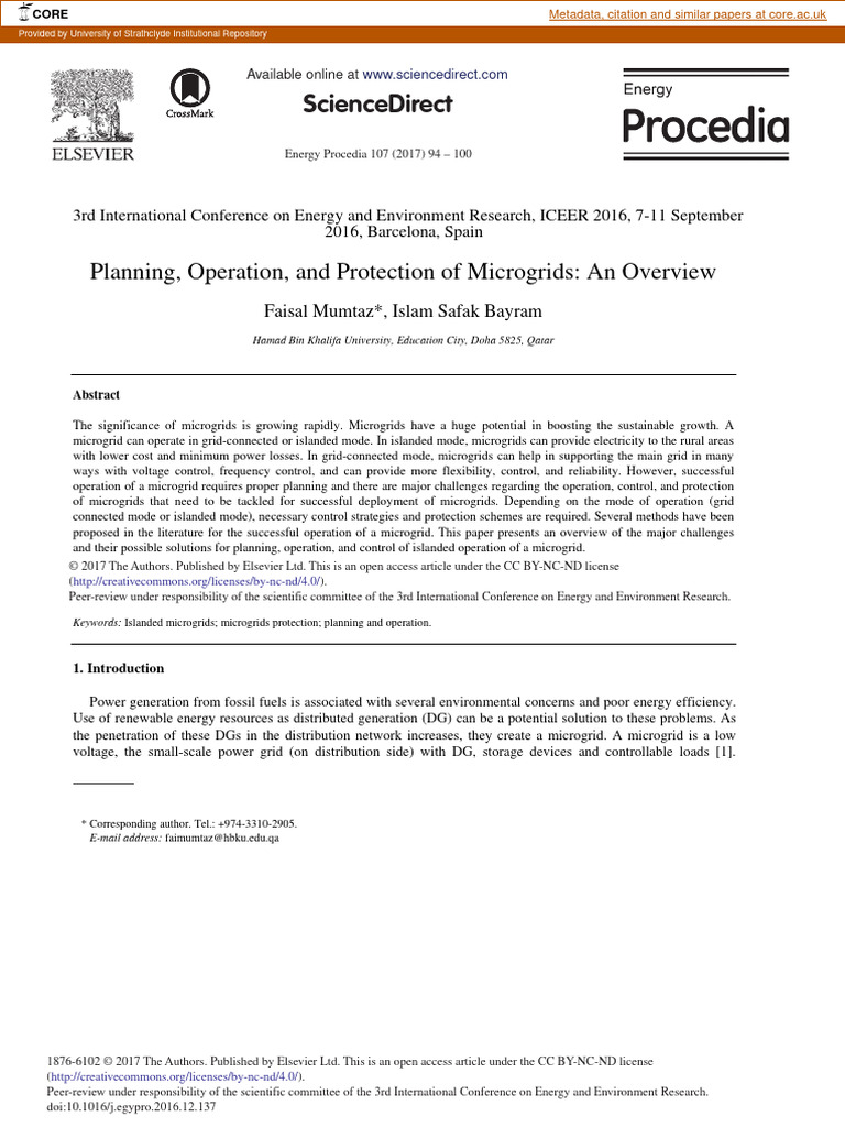 Planning Operation and Protection of Microgrids An Overview Faizal Mumtaz | PDF | Distributed ...