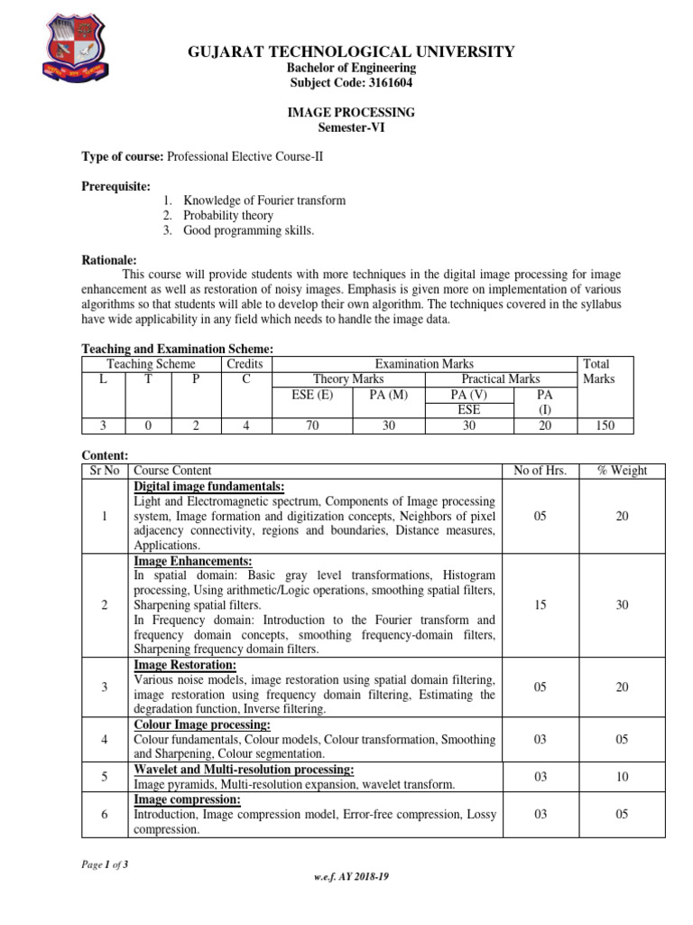 Image Processing Course Overview | PDF | Digital Signal Processing ...