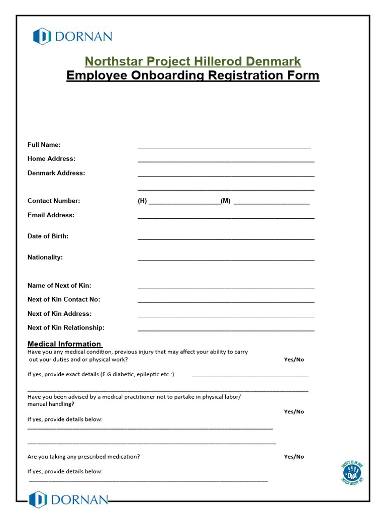 Onboarding Form for New Employees | PDF | Employment