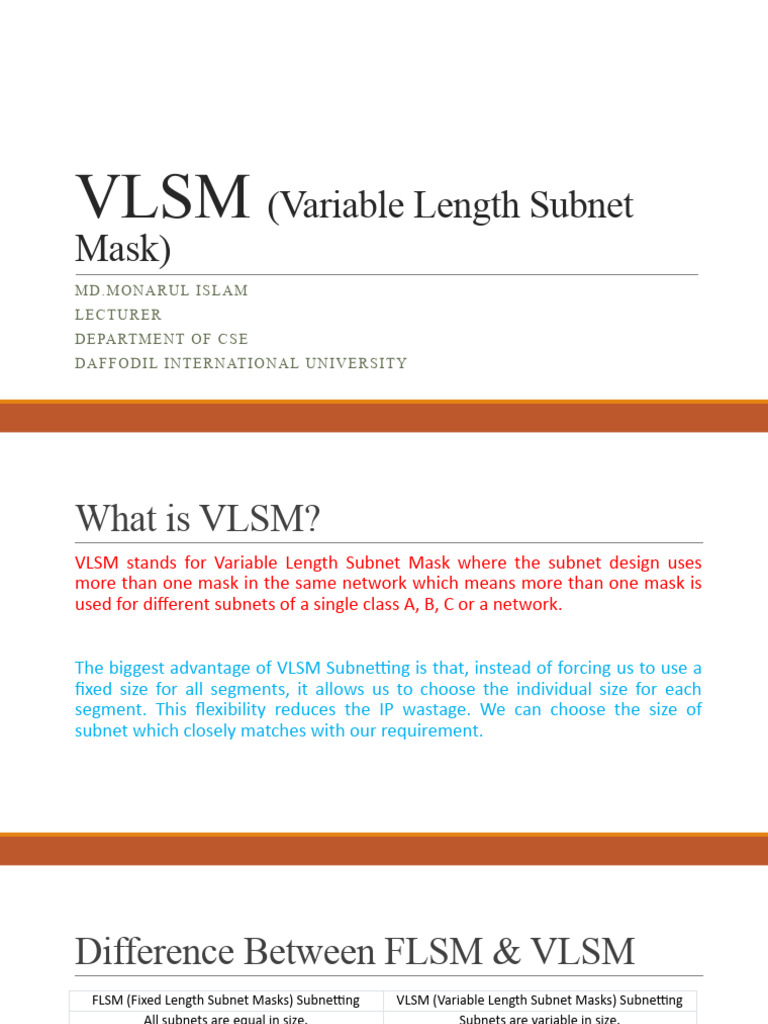 VLSM (Variable Length Subnet Mask) (1) | PDF | Ip Address | Network Layer Protocols