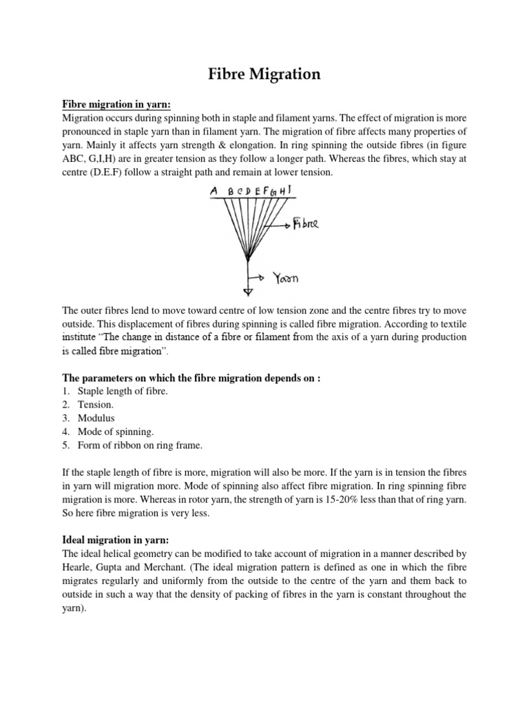 Fibre Migration | PDF | Yarn | Spinning (Textiles)