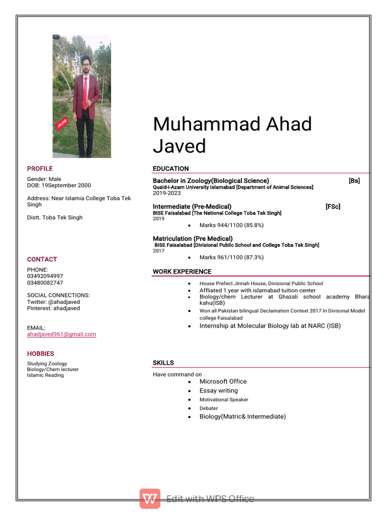 Ahad Javed CV | PDF