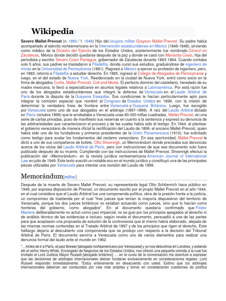 Severo Mallet-Prevost y el Laudo Arbitral | PDF