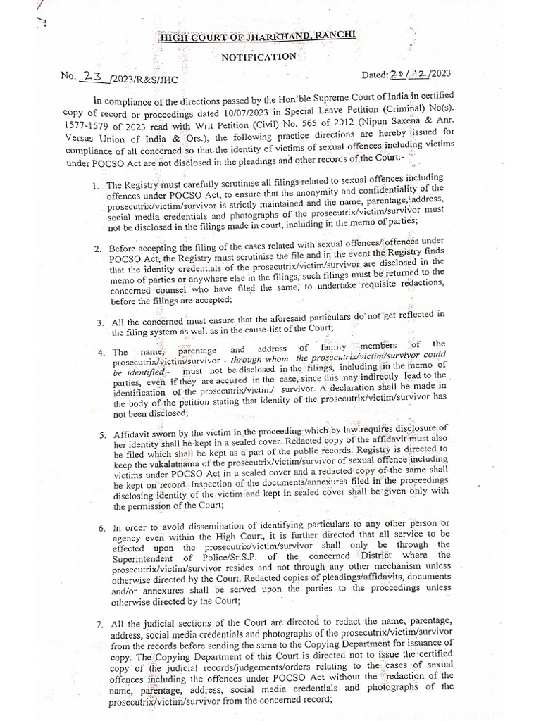 Pocso Case Filing Guidelines | PDF