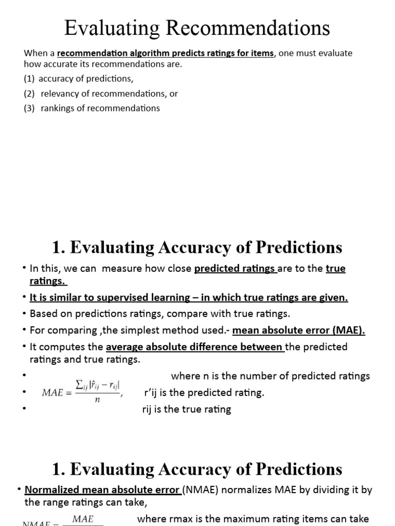 UNIT - III - Evaluating Recommendations | PDF | Accuracy And Precision ...