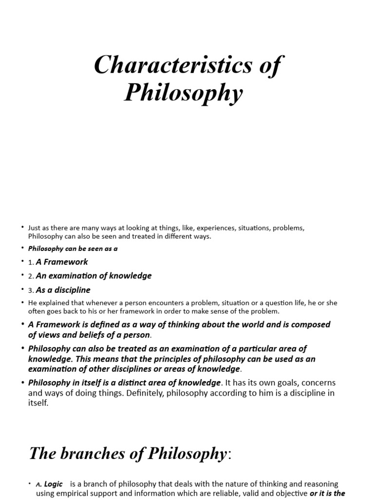 Characteristics of Philosophy | Download Free PDF | Knowledge | Thought