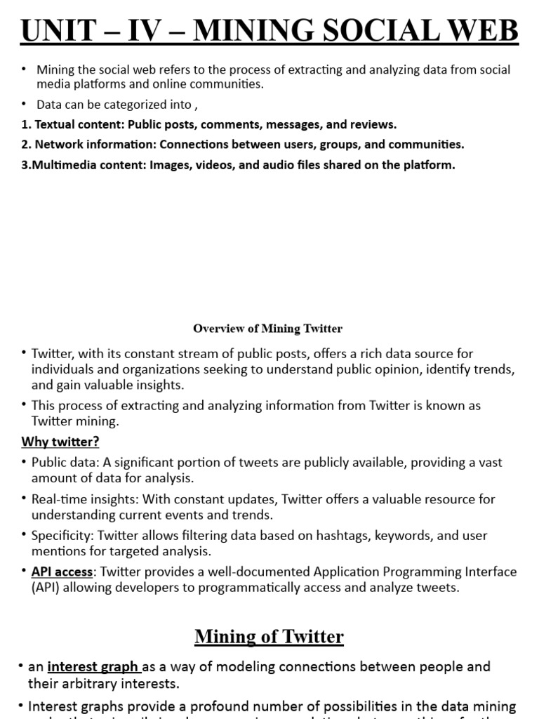 Unit - Iv - Mining Social Web | PDF | World Wide Web | Internet & Web