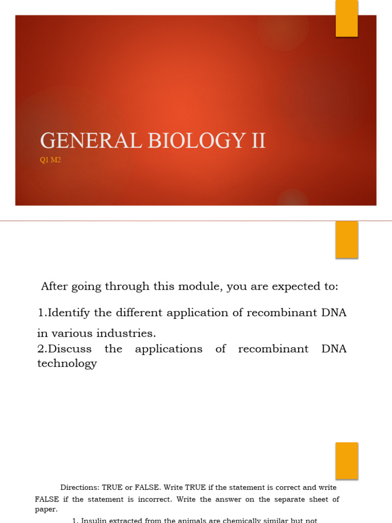 General Biology II q1 m2 | PDF | Recombinant Dna | Genetically Modified ...