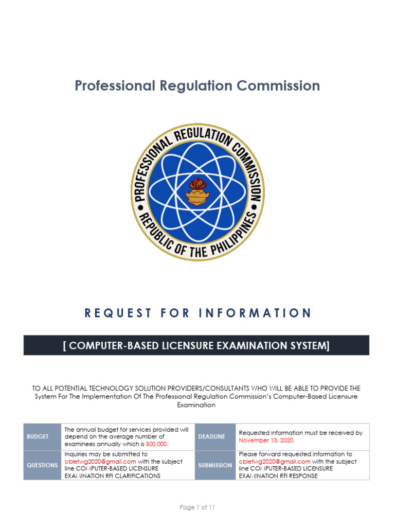 Cble Rfi 11320v | PDF | National Council Licensure Examination | Engineer