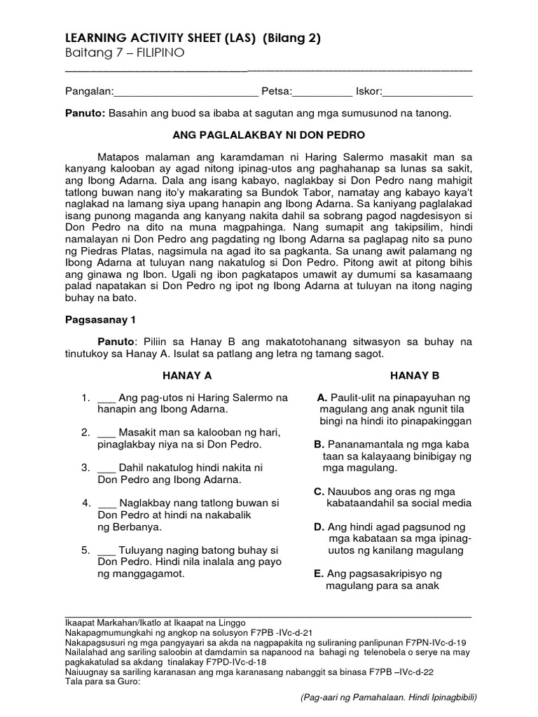 Q4 Filipino7 LAS2 | PDF