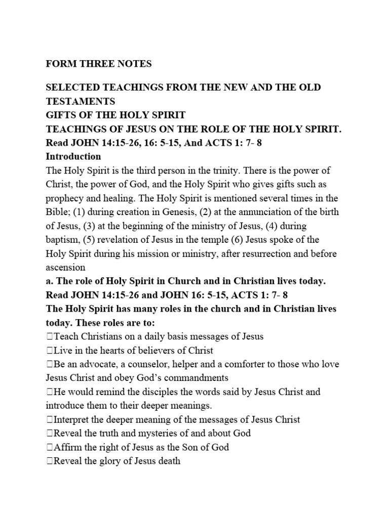 FORM THREE NOTE-WPS Office | PDF | Jesus | Spiritual Gift