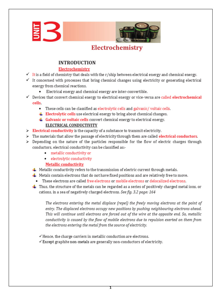 U-3 (Electrochemistry) Handout | PDF | Anode | Ion