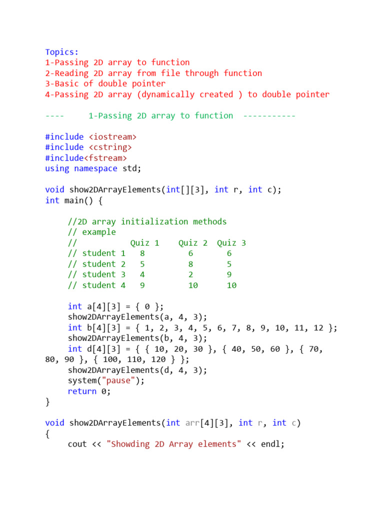 18 Jan 2024 Lecture PF - 2D Array and Double Pointers - 2 | PDF | Pointer (Computer Programming ...
