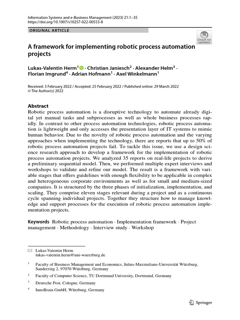 RPA Implementation Framework Guide | PDF | Business Process Management ...