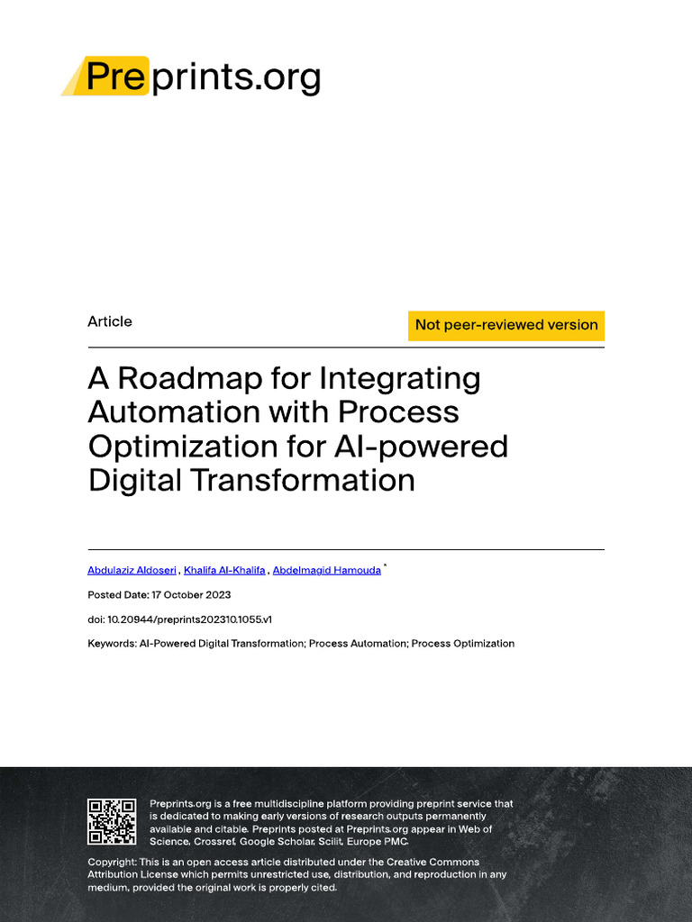 A Road Map For Integrating Automation With Process Optimisation For Ai ...