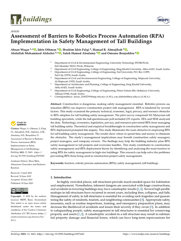 Assessments of Barriers To RPA Implementation in Safety Management of ...