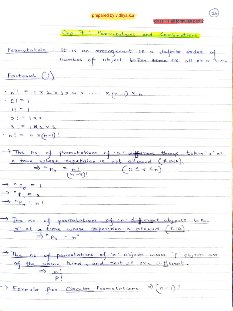 Class 11 All Formulas Part 2 Prep by Vidhy.k.a | PDF | Trigonometric ...