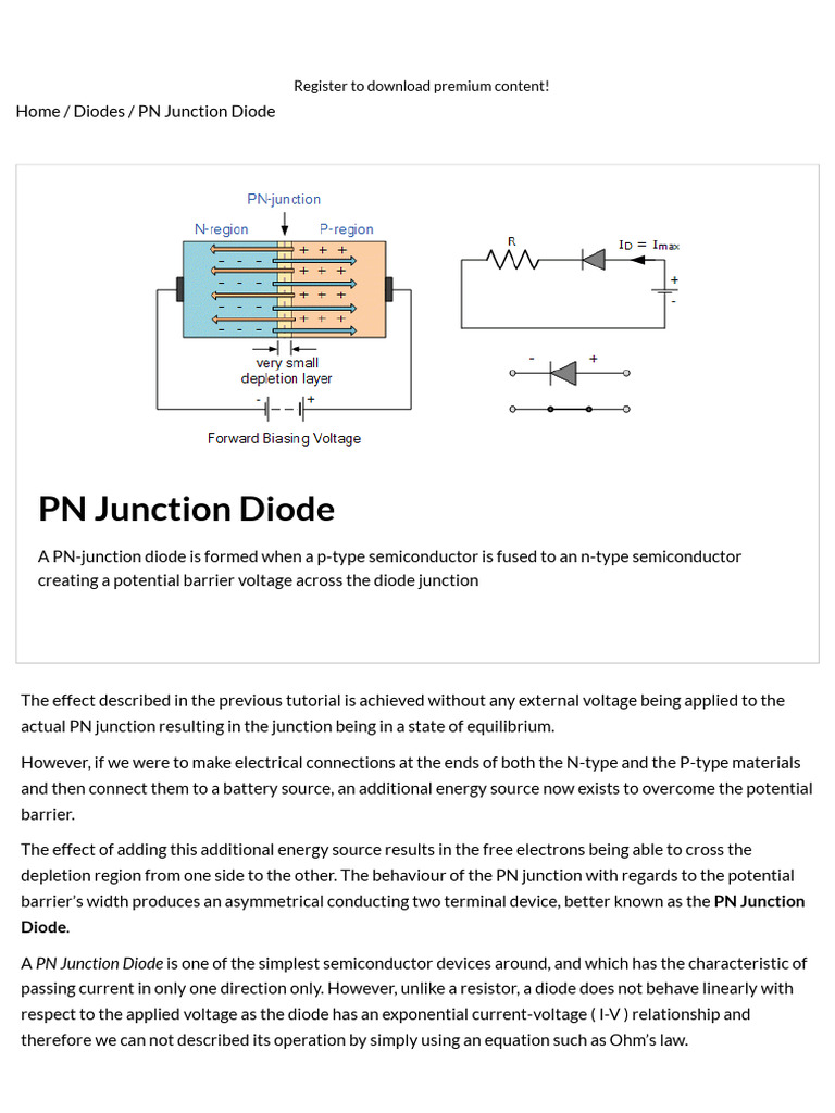 PN Junction Diode and Diode Characteristics | PDF | P–N Junction | Diode