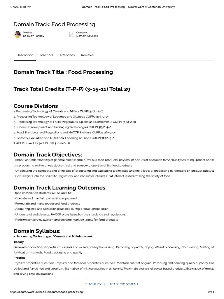 1.domain Track - Food Processing | PDF | Hazard Analysis And Critical ...