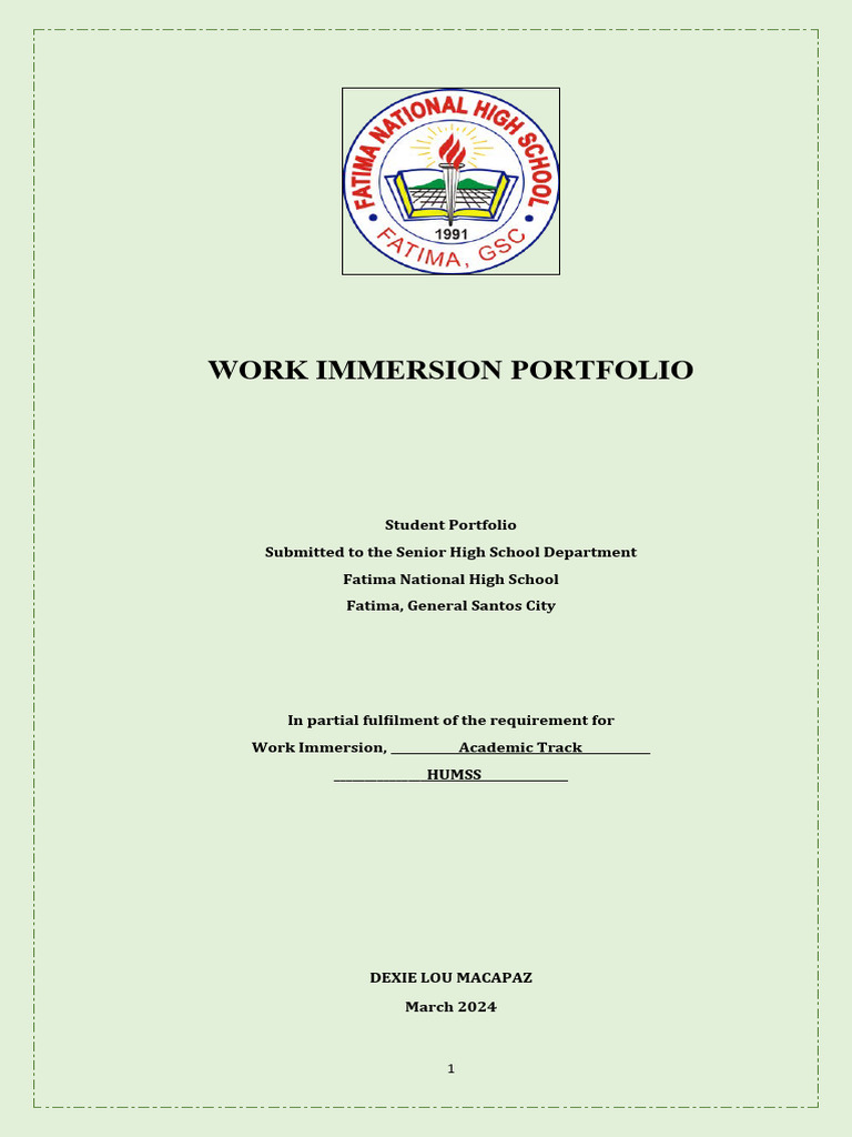 Dexie Work Immersion Portfolio 2 | Download Free PDF | Classroom