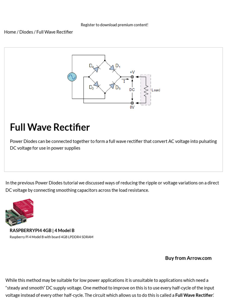 Full Wave Rectifier and Bridge Rectifier Theory | PDF | Rectifier | Capacitor