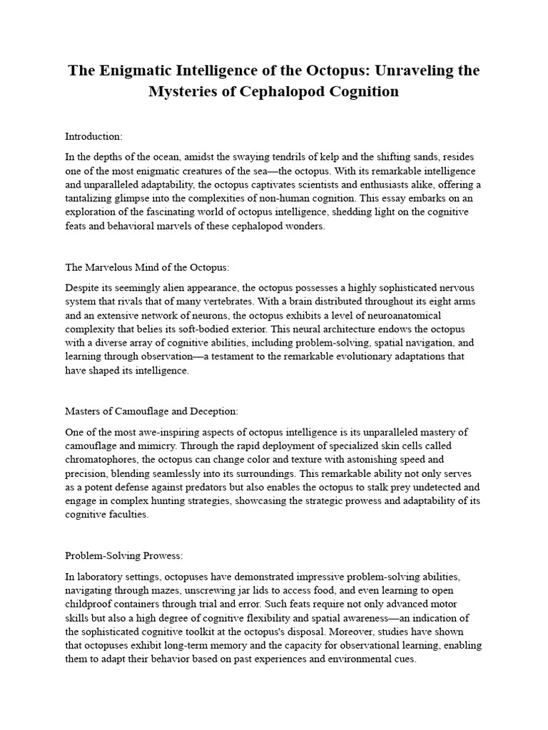 The Enigmatic Intelligence of The Octopus | PDF | Octopus | Intelligence