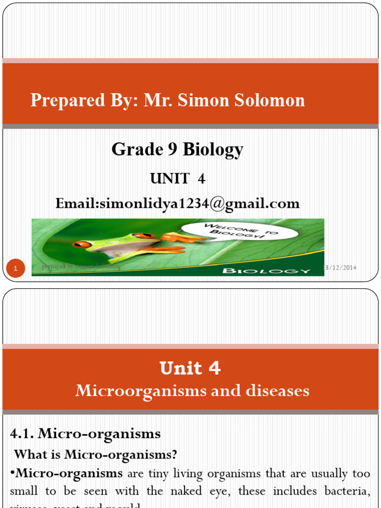 Unit 4 Grade 9 Biology Short Note | PDF | Microorganism | Malaria