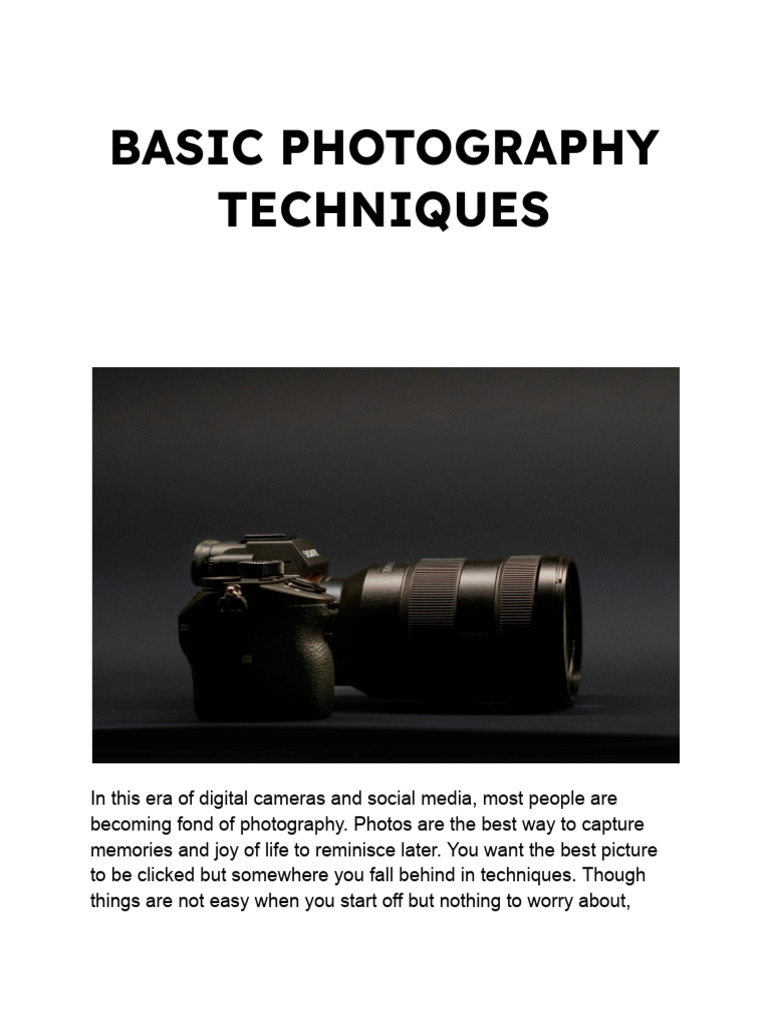 Basic Photography Techniques | Download Free PDF | Exposure ...