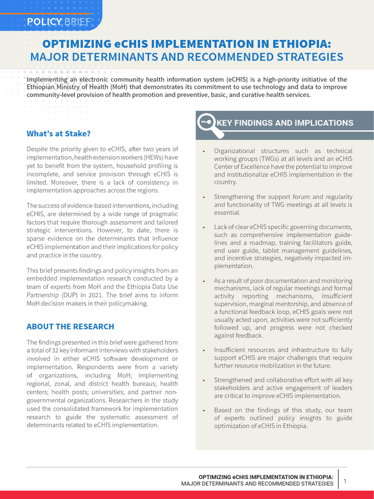 Policy Brief - Optimizing eCHIS Implementation in Ethiopia | PDF ... Policy Brief - Optimizing eCHIS Implementation in Ethiopia | PDF ...