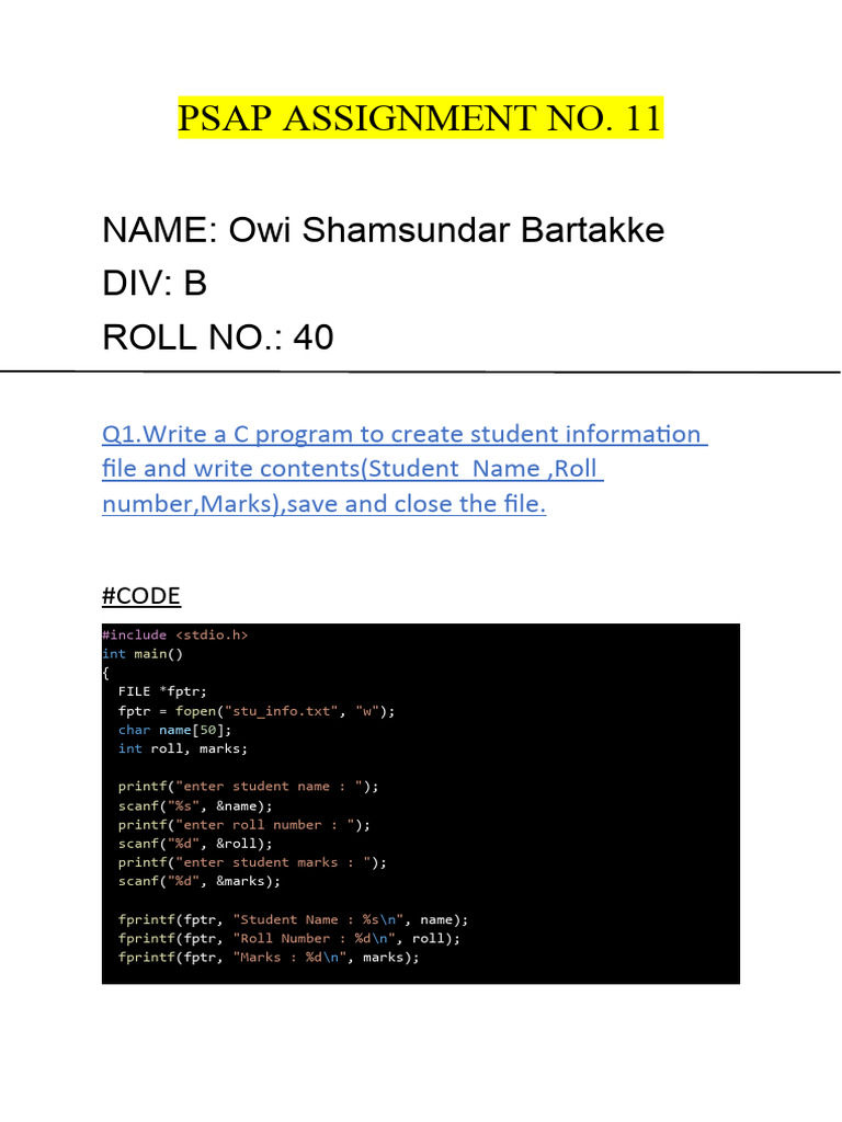 Psap Assignment No 11 | PDF