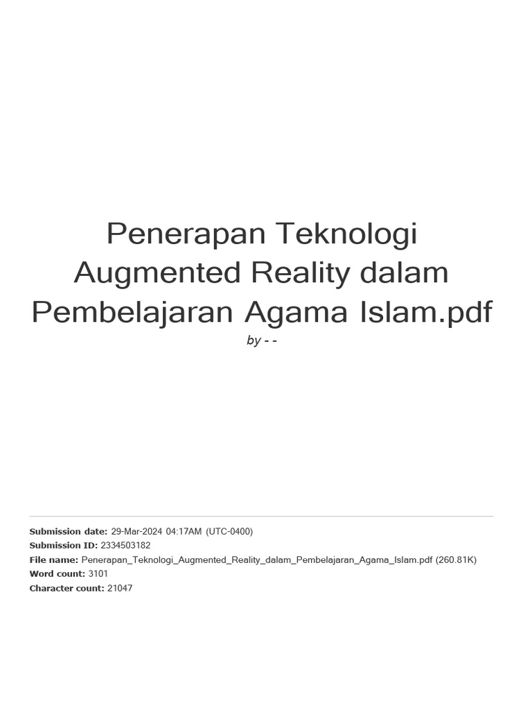 Augmented Reality dalam Pembelajaran Islam | PDF