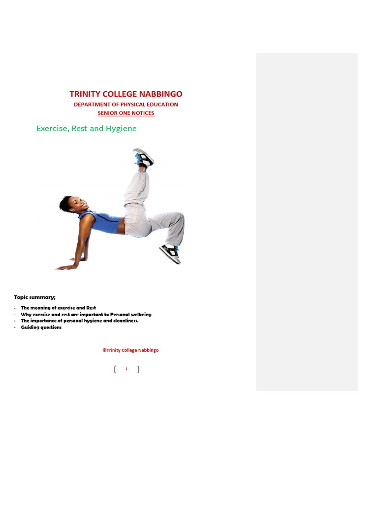 Exercise, Rest, and Hygiene Essentials | PDF | Physical Fitness ...