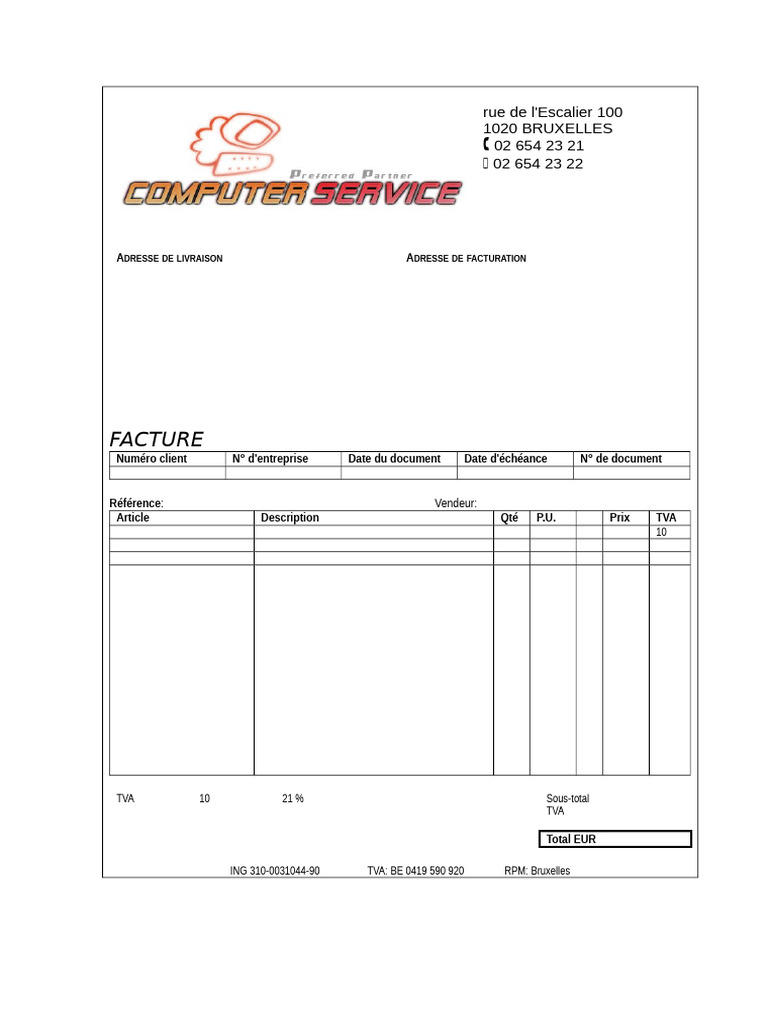 Modèle Type de Facture (Bac+1) | PDF | Facture | Taxe sur la valeur ajoutée