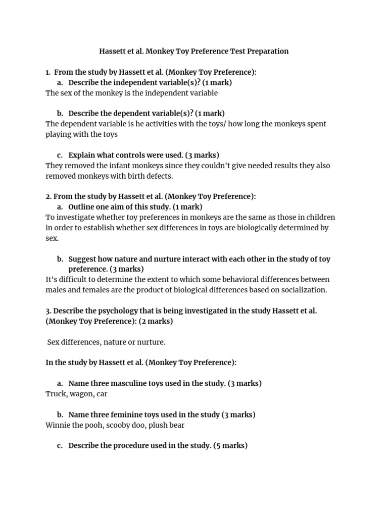 Hassett Et Al. Potential Questions | PDF | Methodology | Toys