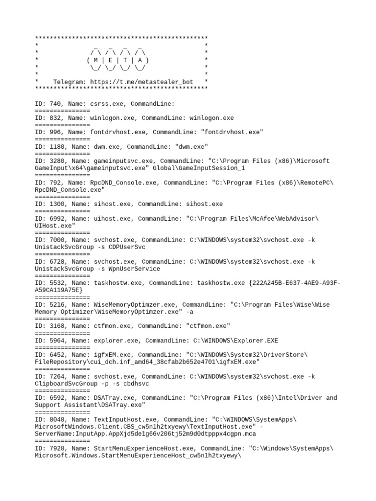 Process List | PDF | Windows Registry | Command Line Interface