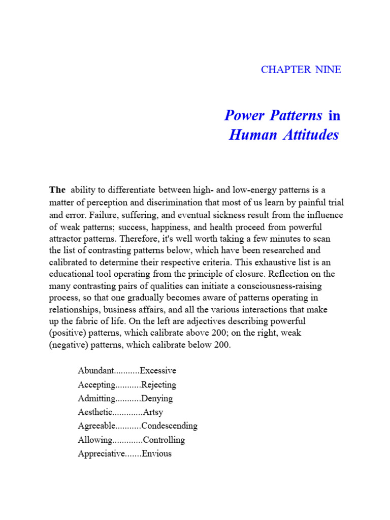 Power Patterns in Human Attitudes | PDF | Self-Improvement