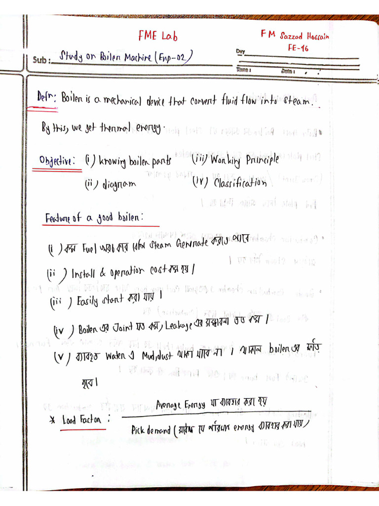 FME Lab Note For Viva (Sazzad, FE-46) | PDF